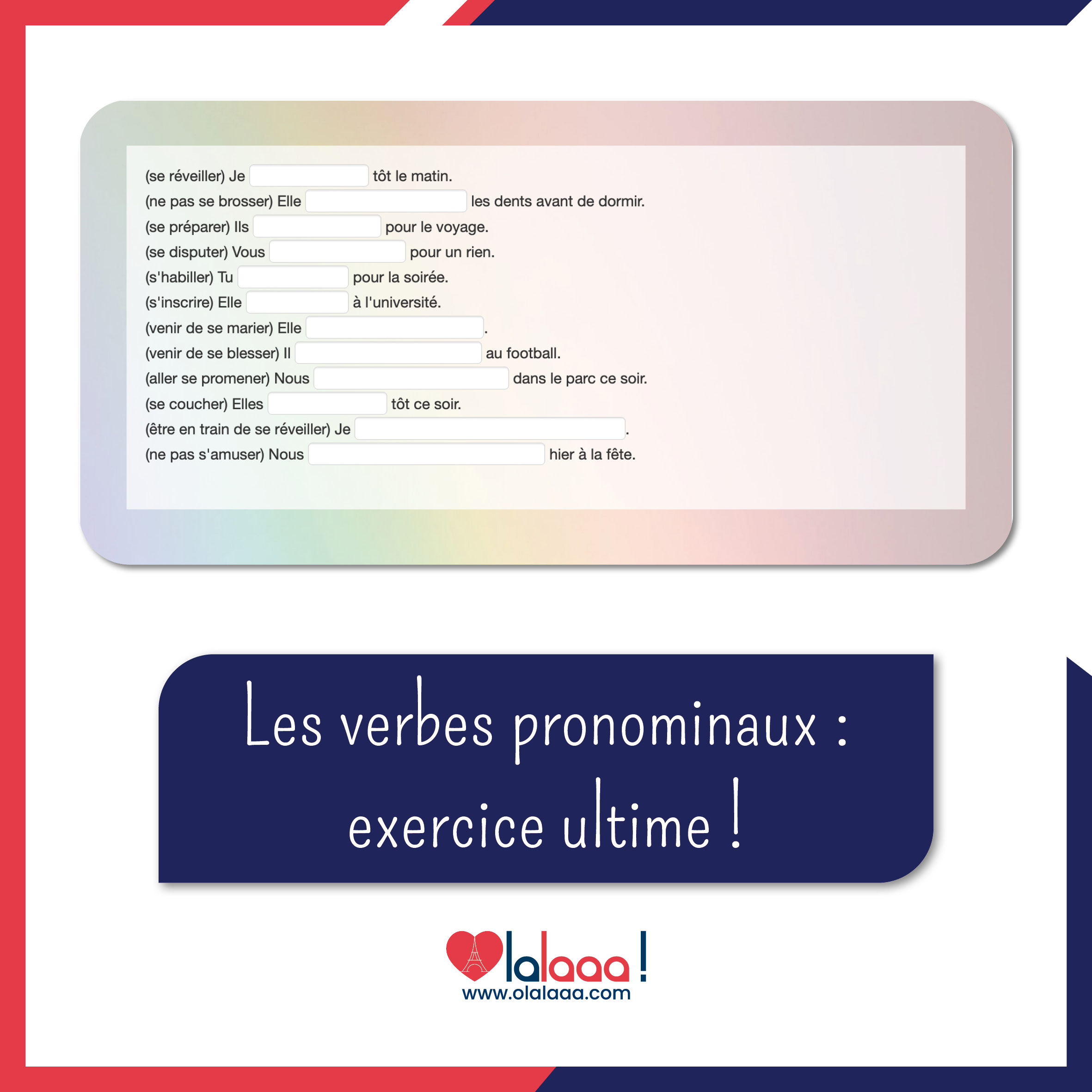 Les verbes pronominaux : exercice ultime ! | Olalaaa ! Learn French ...